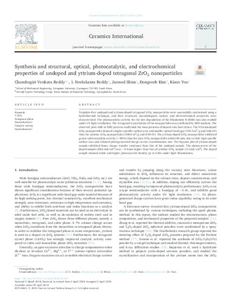 Pdf Synthesis And Structural Optical Photocatalytic And Electrochemical Properties Of