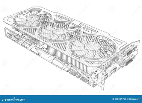 Gpu Card Outline Vector Stock Vector Illustration Of Graphic 148109753
