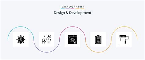design and development glyph 5 icon pack including delivery coding development programing
