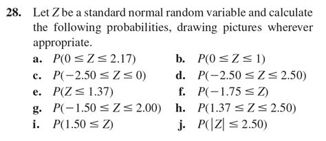 Solved 28 Let Z Be A Standard Normal Random Variable And