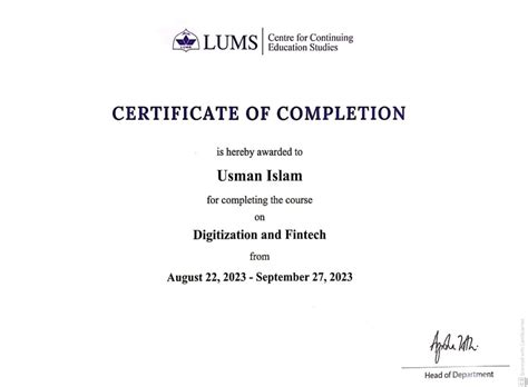 Muhammad Usman Islam On Linkedin Completed My 6 Week Training In Lums It Was A Great Learning