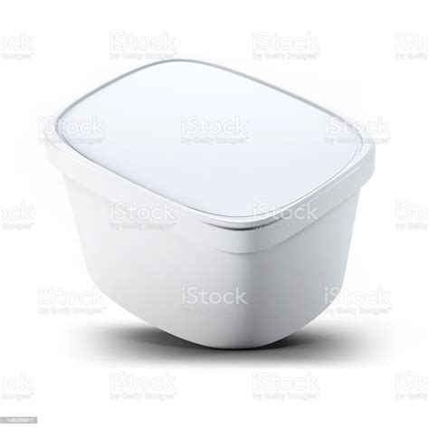 3d 렌더링 당신의 디자인과 로고 모형을 위한 아이스크림 콘테이너의 백색 플라스틱 상자 당신의 디자인 성분을 위해 적당한 0명에 대한 스톡 사진 및 기타 이미지 Istock