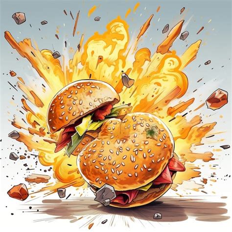 Premium Photo Exploding Food Illustration