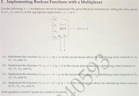 Solved Use The Following 4×1 Multiplexer Circuit To
