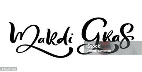 마디 그라 카니발에 대 한 벡터 레터링 텍스트 마디 그라 Fleur De Lis의 전통적인 기호와 선조 붓글씨 글꼴 인사말 슬로건과 우아한 멋진 로고 Film