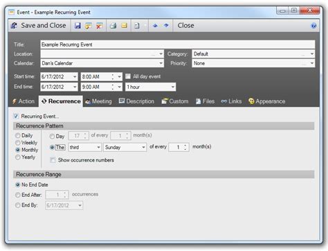 Vueminder Pro And Ultimate Help Event Recurrence