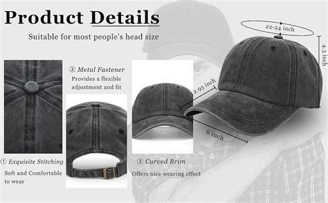 Wringkit 6 Pieces Washed Plain Baseball Cap Unisex Vintage Cotton