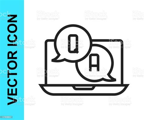 흰색 배경에 격리 된 질문 및 답변 아이콘이있는 검은 색 선 음성 거품 Q 및 기호 Faq 기호 채팅 음성 거품 및 차트 벡터 0명에 대한 스톡 벡터 아트 및 기타 이미지