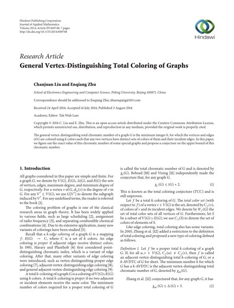 Pdf General Vertex Distinguishing Total Coloring Of Graphs