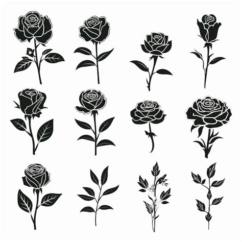 Vector De Dibujos Animados De Siluetas De Rosas Vector Premium