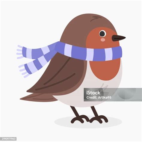 귀여운 만화 로빈 새 벡터 일러스트 레이 션은 흰색 배경에 고립되어 있습니다 갈색에 대한 스톡 벡터 아트 및 기타 이미지 갈색 겨울 귀여운 Istock