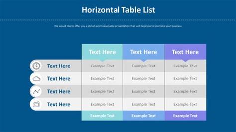 Horizontal Table List Diagram