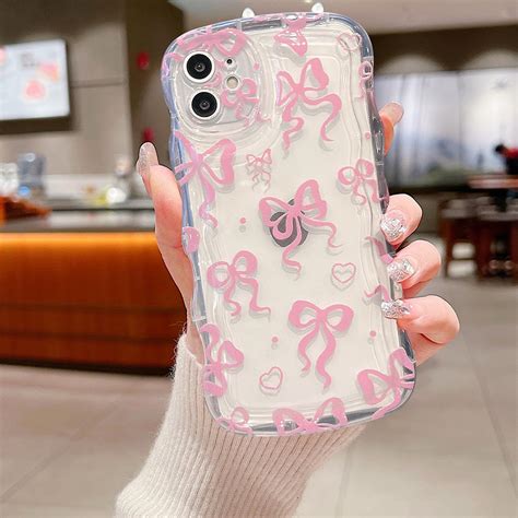 Wzjgzdly Bow Phone Case Compatible With Iphone 12 Curly