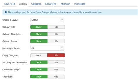 Help310 Components News Feed Manager Options Joomla Documentation