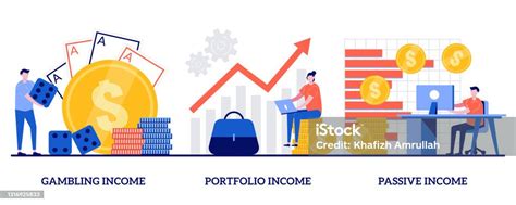 도박 포트폴리오 작은 사람들과 수동 소득 개념 자본 이득 추상 벡터 그림 세트입니다 온라인 카지노 투자 및 채권 현금 흐름 돈 슬롯 뮤추얼 펀드 금융 은유 임금에 대한 스톡