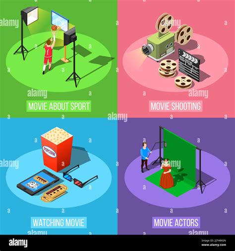 Isometric Movie Shooting Design Concept With Square Conceptual