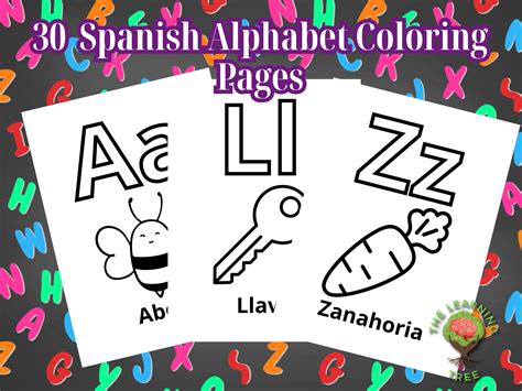 Spanish Alphabet Coloring Pages Digital Print Educational Pages Etsy