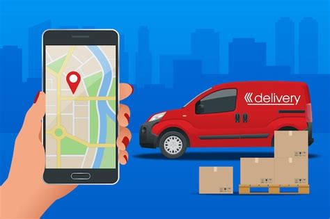 Premium Vector Delivery Service Via Modern Technology Tracking System Mobile App Flat Design