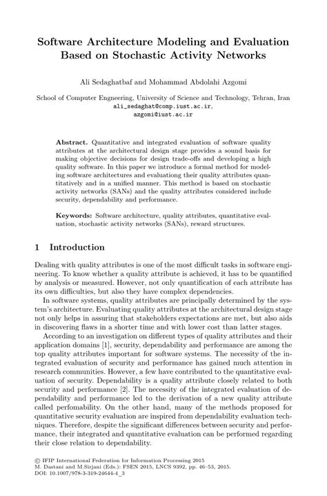 Pdf Software Architecture Modeling And Evaluation Based On Stochastic Activity Networks