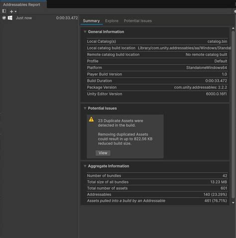 nothing appears in addressableassets in profiler unity engine unity