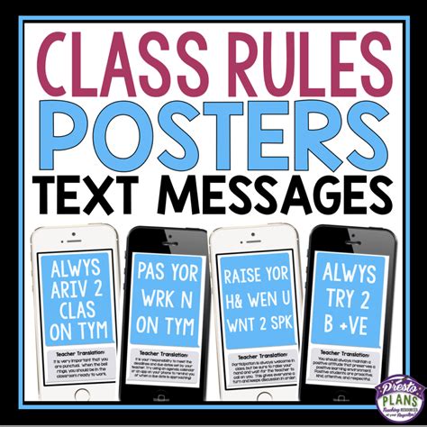 Class Rules Posters Text Messages Creative Back To School Bulletin Board