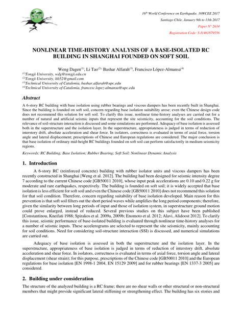Pdf Nonlinear Time History Analysis Of A Base Isolated Rc Building In