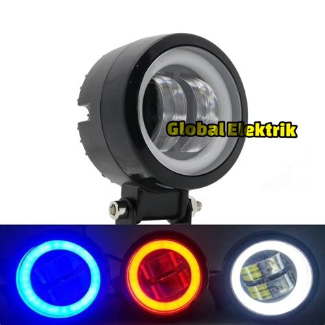 Jual Lampu Tembak Sorot Led CWL 2 Mata Bulat Lensa 4D 20 Watt Lampu Sorot Led Motor Mobil