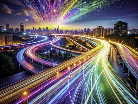 Nighttime Symphony Of Data A Glowing Visualization Of Highspeed Global Data Transmission And