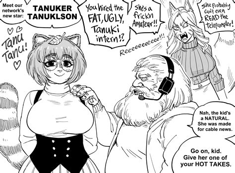 Bb Baalbuddy Fox News Original Absurdres Highres 1boy 2girls