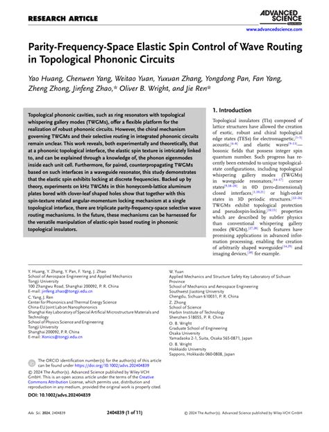 Pdf Parity‐frequency‐space Elastic Spin Control Of Wave Routing In