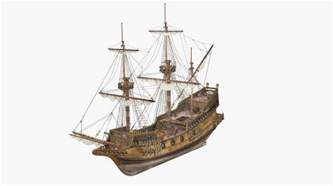 Old Battle Ship 3d Model