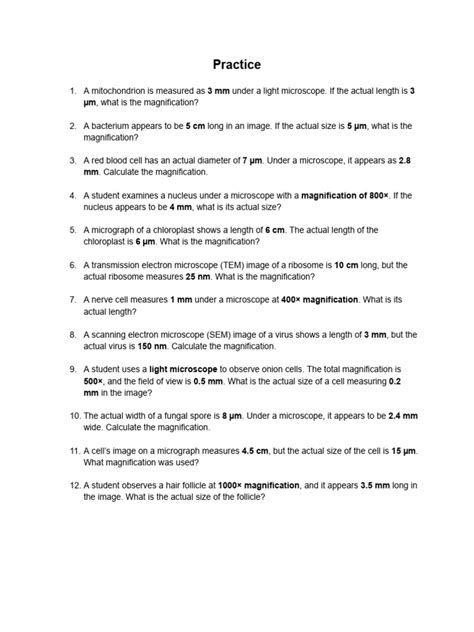 Practice Magnification Pdf