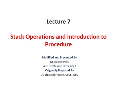 Pptx Lecture 7 Stack Operations And Introduction To Procedure