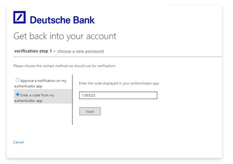 Self Service Password Reset Deutsche Bank