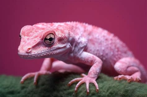 Premium Photo Pink Leopard Gecko Hemidactylus Isolated On Pink Background