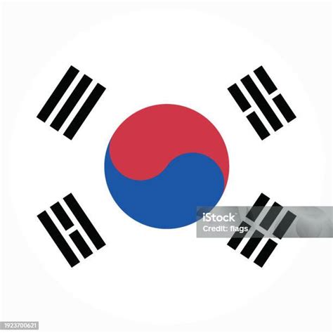 대한민국 국기 플래그 아이콘입니다 표준 색상 원 아이콘 플래그입니다 3d 일러스트레이션입니다 컴퓨터 일러스트레이션 디지털