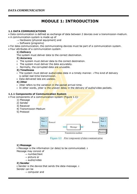 Dc Module 1 Notes Maaz Module 1 Introduction 1 Data Communications