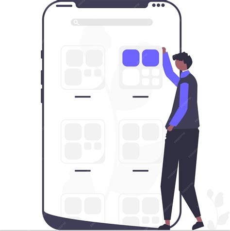 premium vector man checking mobile interface vector