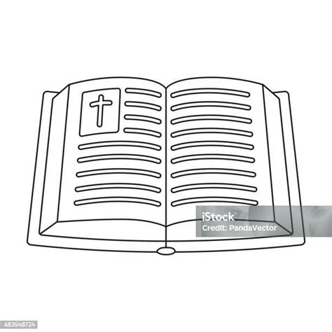 흰색 배경에 고립 된 개요 스타일에서 성경 아이콘 종교 상징 주식 벡터 일러스트입니다 성경에 대한 스톡 벡터 아트 및 기타