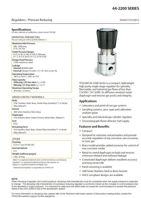 美国tescom调压器减压阀44 2200系列44 2262 241 1241 阿里巴巴