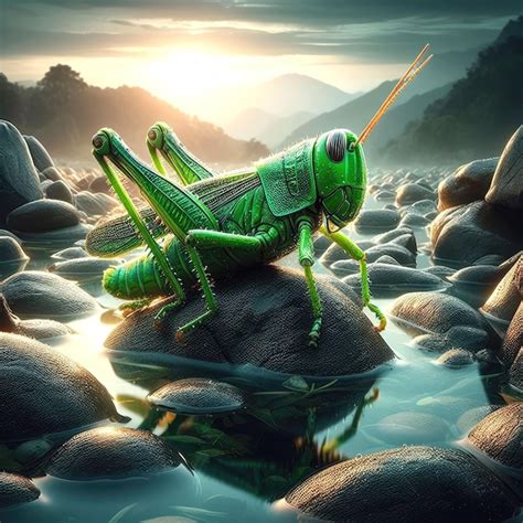 Premium Photo Grasshopper On The Rock