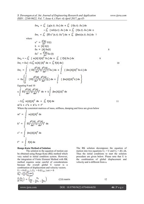 Integration Of Finite Element Method With Runge Kuta Solution Algorithm Pdf
