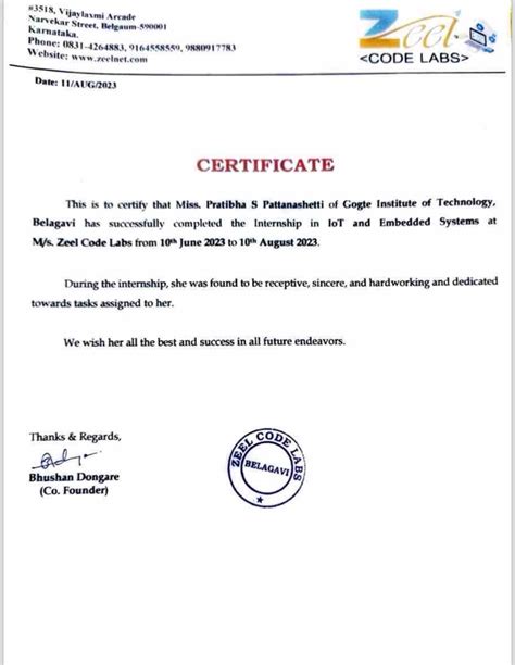 pratibha pattanashetti on linkedin internship careergrowth zeelcodelabs