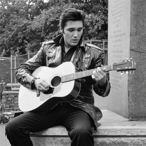 Elvis Presley Tribute Guitar Performance At Free French Memorial Greenock Scotland Ai Image