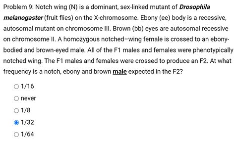 Solved Problem Notch Wing N Is A Dominant Sex Linked Chegg Com