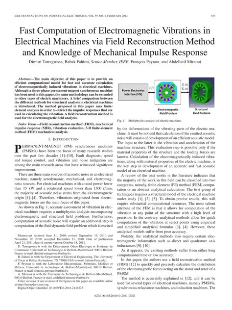 Pdf Fast Computation Of Electromagnetic Vibrations In Electrical