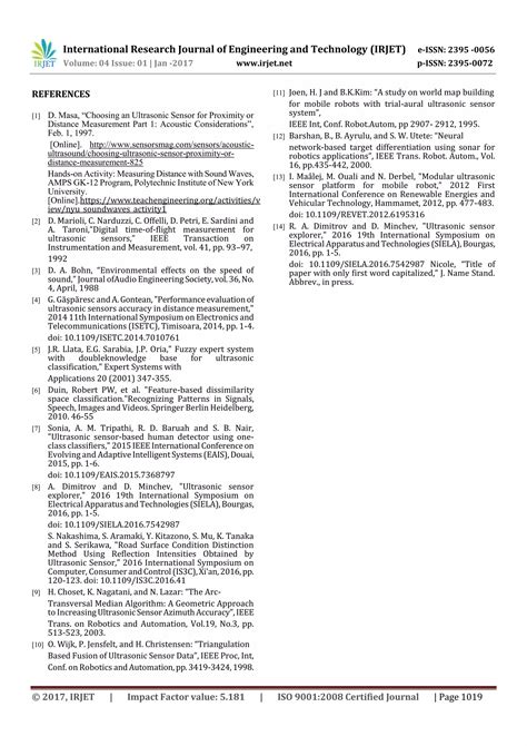 Analysis Of Obstacle Detection Using Ultrasonic Sensor Pdf Digital Audio Computer Software