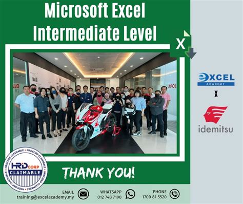 Hrd Corp Claimable Course Microsoft Excel Intermediate Idemitsu Lube M Sdn Bhd Level