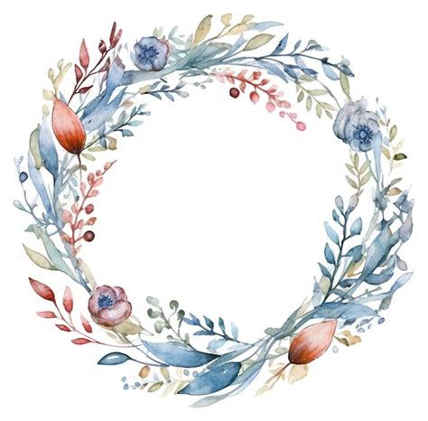 꽃 화환 벡터 클립 아트 수채화 프리미엄 벡터