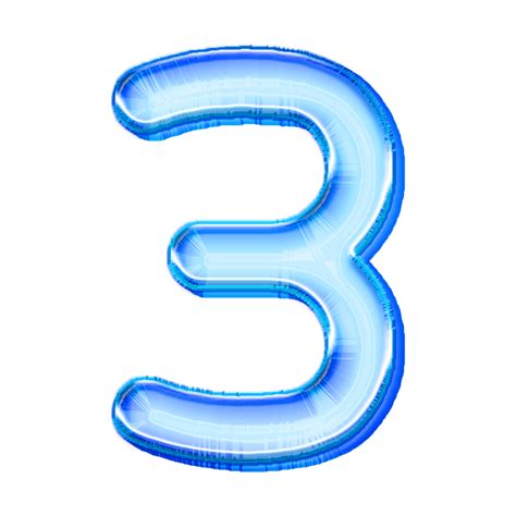 蓝色玻璃数字3